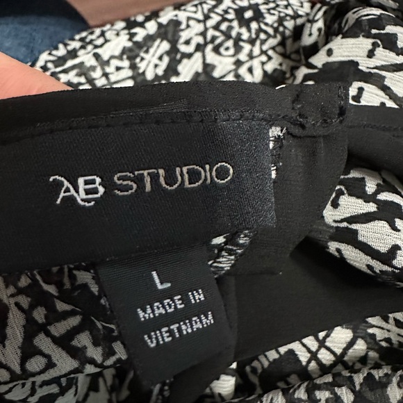 AB Studio | Tops | New Ab Studio Blackwhite Design Blouse Large | Poshmark
